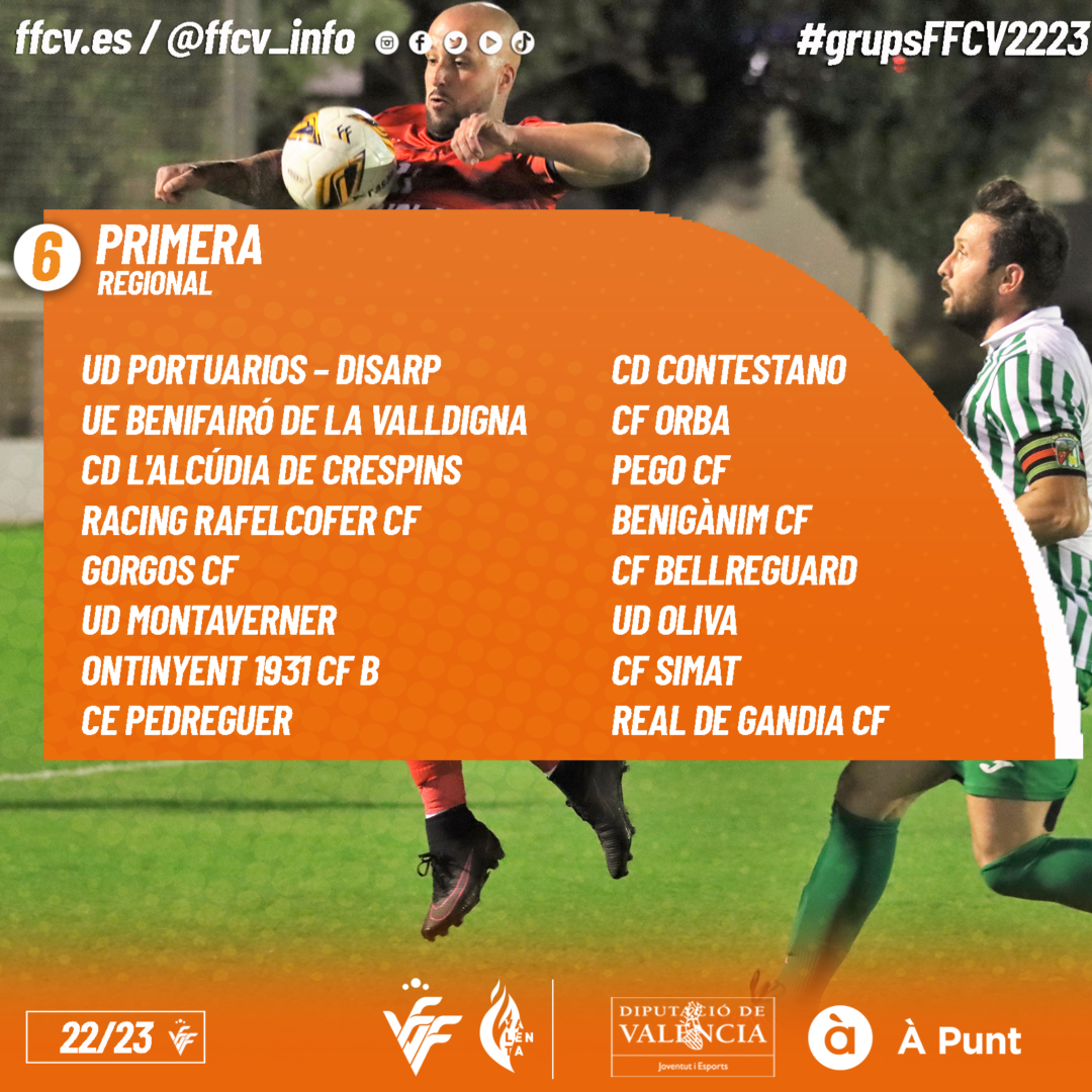 Estos serán los calendarios de los 8 grupos de Primera Regional para la temporada 2022/2023 – FFCV