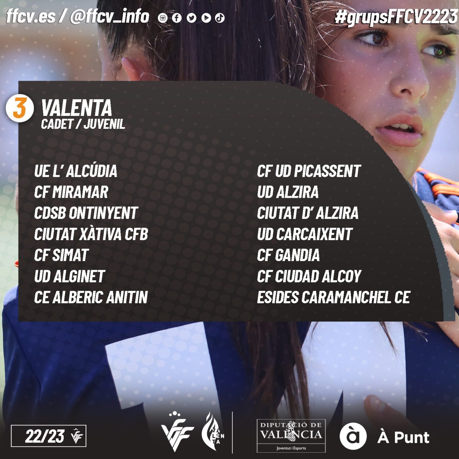 Estos son los grupos y calendarios de la nueva categoría Cadet/Juvenil Valenta para la temporada ...
