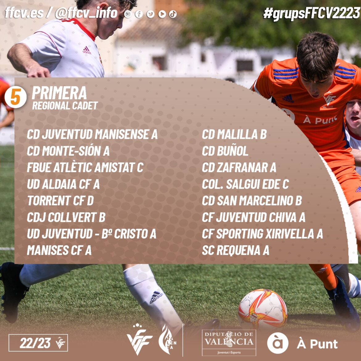 Estos son los grupos y calendarios de Primera Regional Cadet de la temporada 22/23 – FFCV