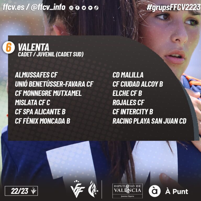 Estos son los grupos y calendarios de la nueva categoría Cadet/Juvenil Valenta para la temporada ...